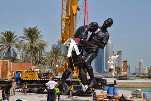 Zinedine Zidane headbutt statue being erected in Doha Corniche | inside ...