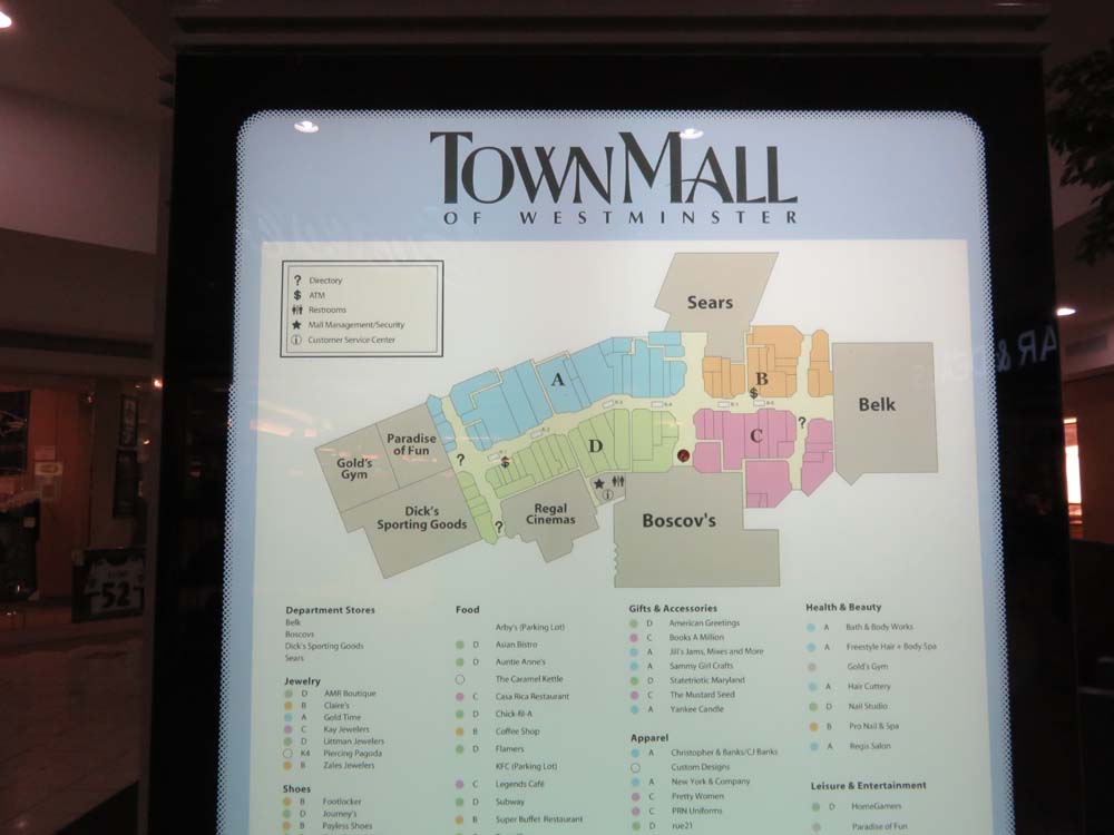 Sky City: Retail History: Town Mall/Cranberry Mall: Westminster, MD