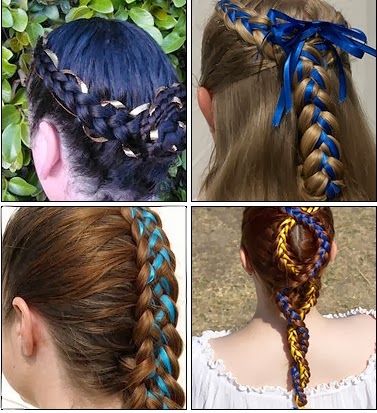 Hair Design.: Twists and plaits with ribbon.