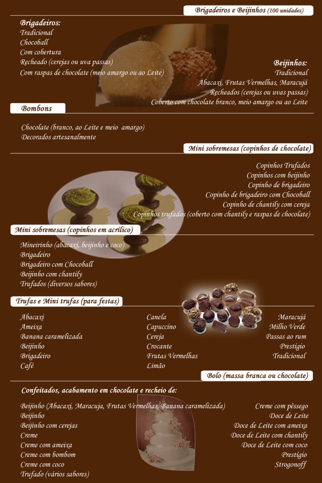 Andreia Bolos Doces e Salgados: Menu