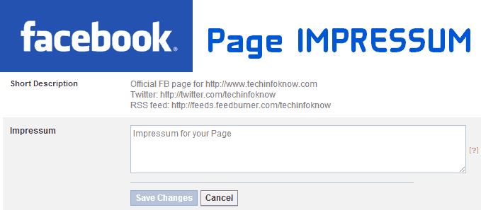News tecH: Facebook Introduced 'Impressum' in Page Descriptions