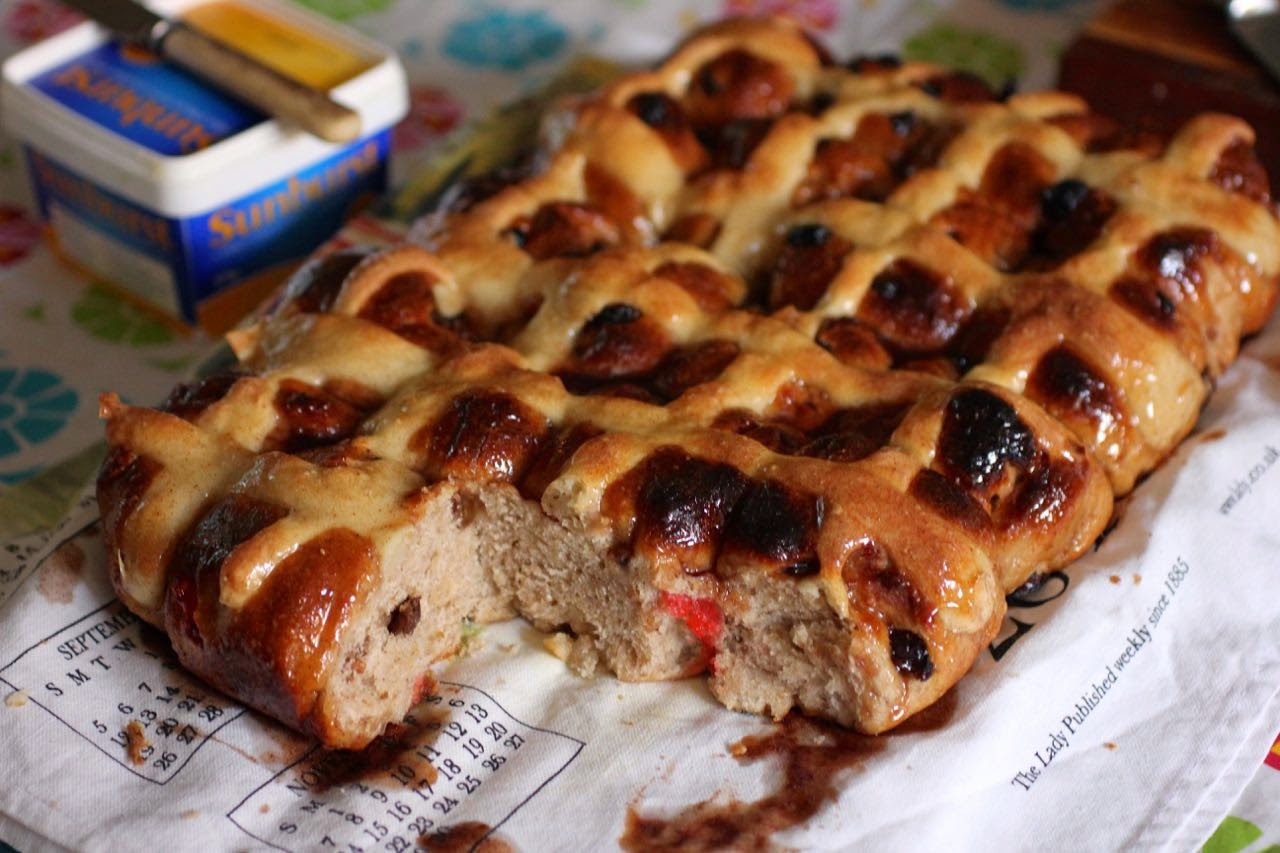 Green Gourmet Giraffe: Vegan Sourdough Hot Cross Buns with Marzipan