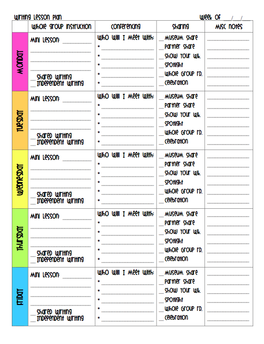 A Teacher's Plan: Templates
