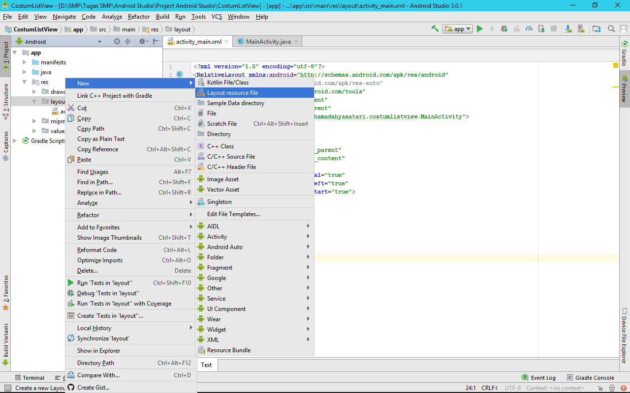 Cara membuat Costum ListView di Android Studio - Ahya Blog
