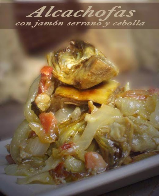En las alas del arte: ALCACHOFAS CON JAMÓN SERRANO Y CEBOLLA