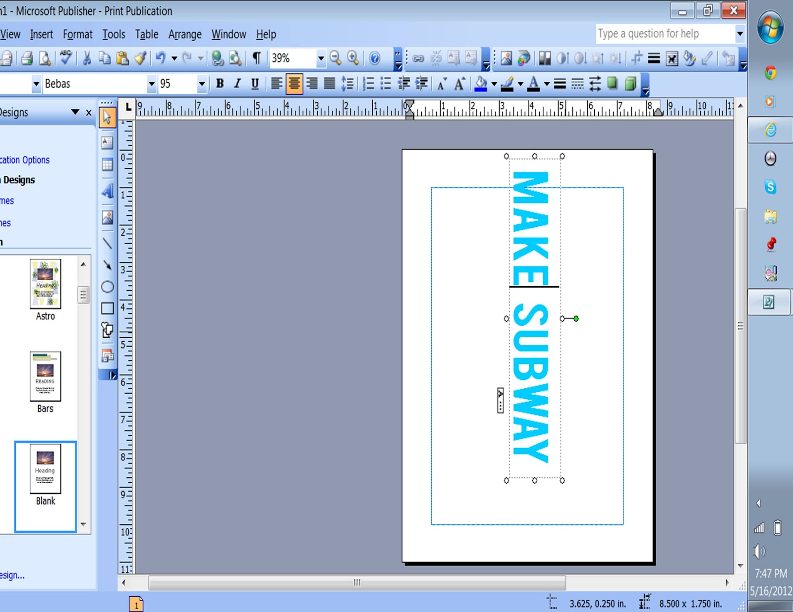 Make Subway Art Using Publisher