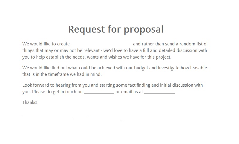 Request For Proposal ~ Template Sample