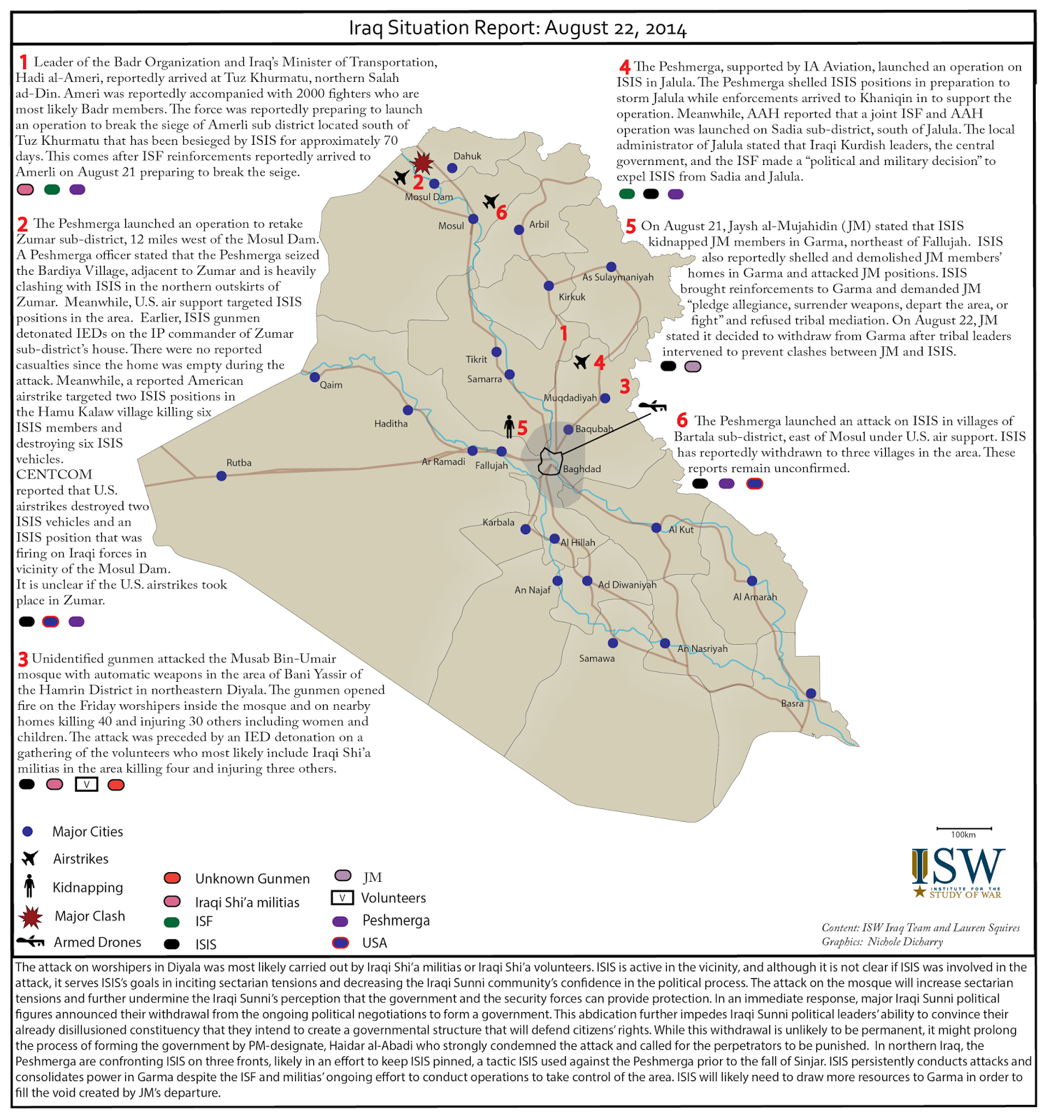 Map: Iraq situation report as of August 22, 2014 from the institute for ...