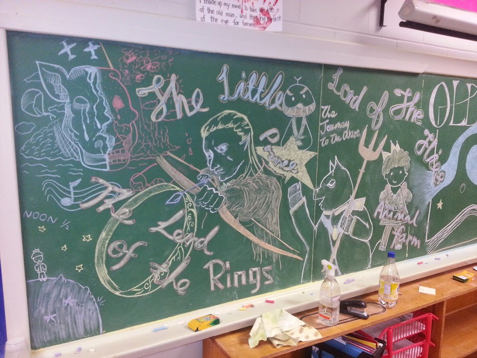 English Department: Student Chalk art from Mr. Casey''s Classroom