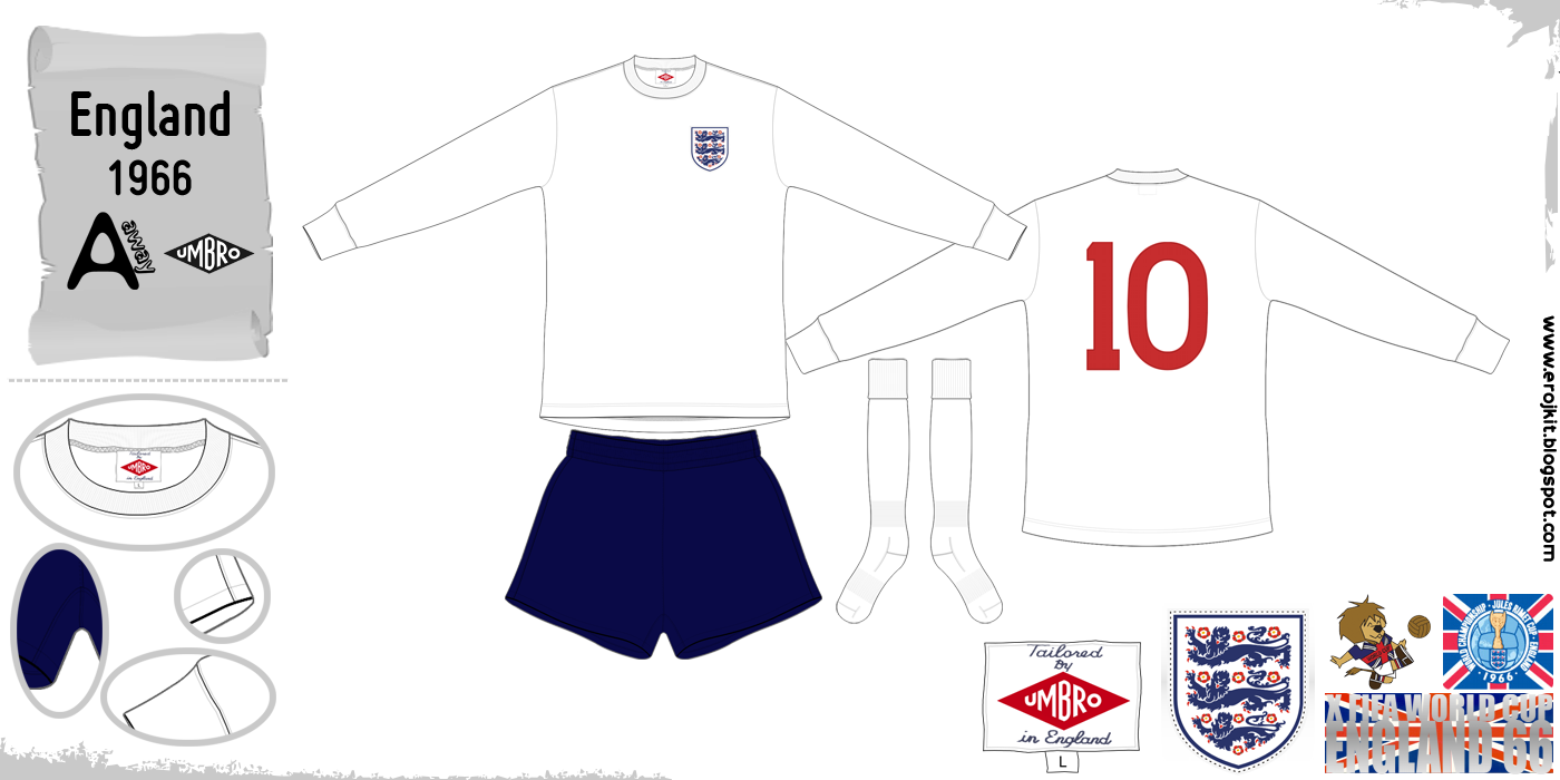 Kit Design, by eroj: 1966 Inglaterra (Home e Away)
