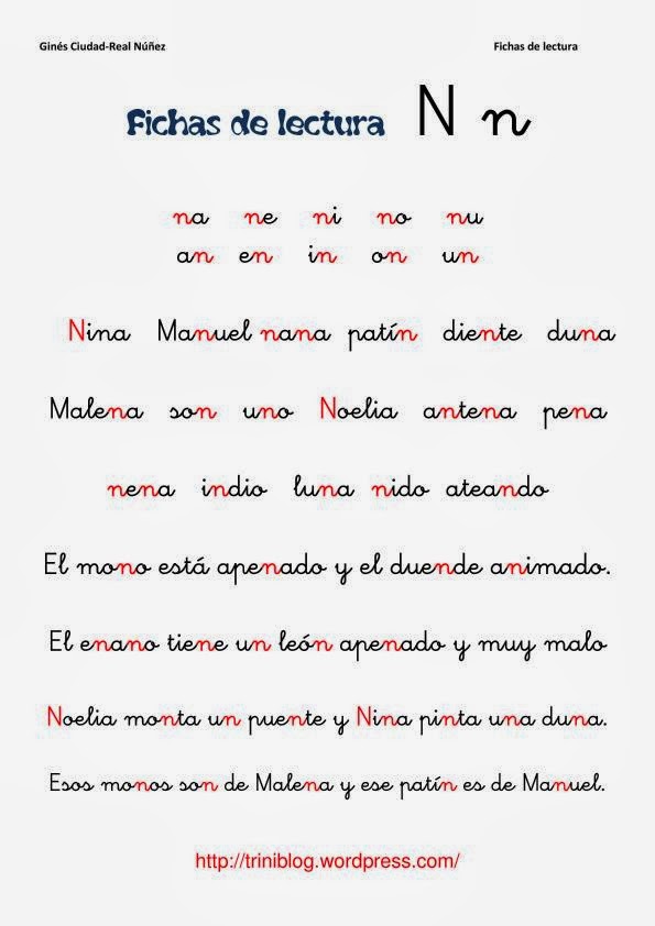 APRENDEMOS CON TODOS Y DE TODOS : LA LETRA N