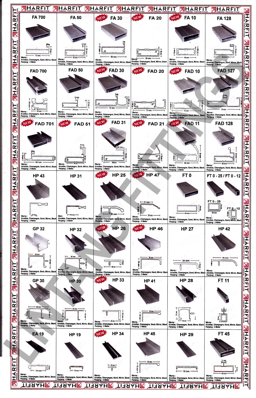 Profil Aluminium Frame Harfit - Lintang Fittings