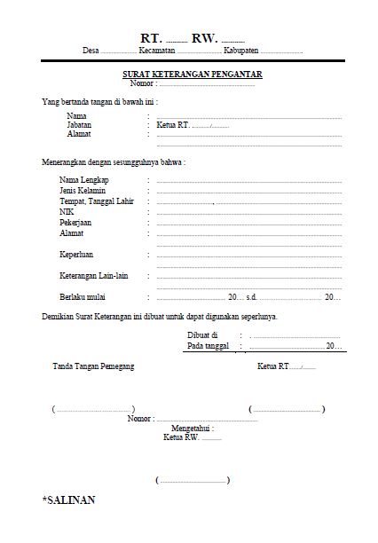 Download Surat Keterangan RT ~ Profil Bibis Luhur Rt 01/22 Nusukan ...