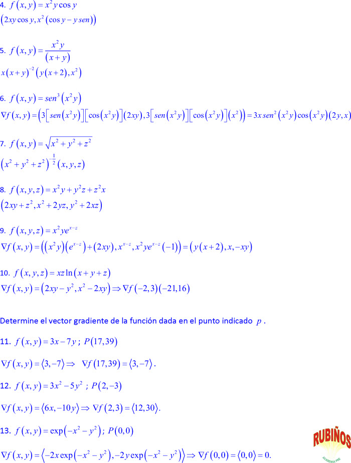 GRADIENTES Y DERIVADAS DIRECCIONALES PDF EJERCICIOS Y EJEMPLOS RESUELTOS