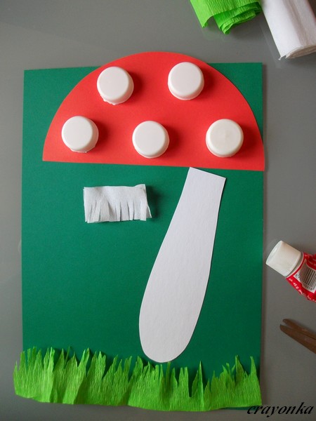 Prace plastyczne - Kolorowe kredki: Muchomor