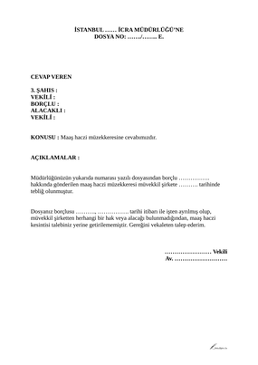 Maaş haczi müzekkeresine itiraz dilekçesi (işçi işten ayrılmışsa ...