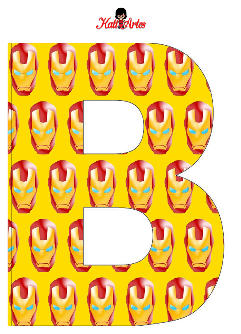 Alfabeto de Iron Man en Fondo Amarillo. - Oh my Alfabetos!