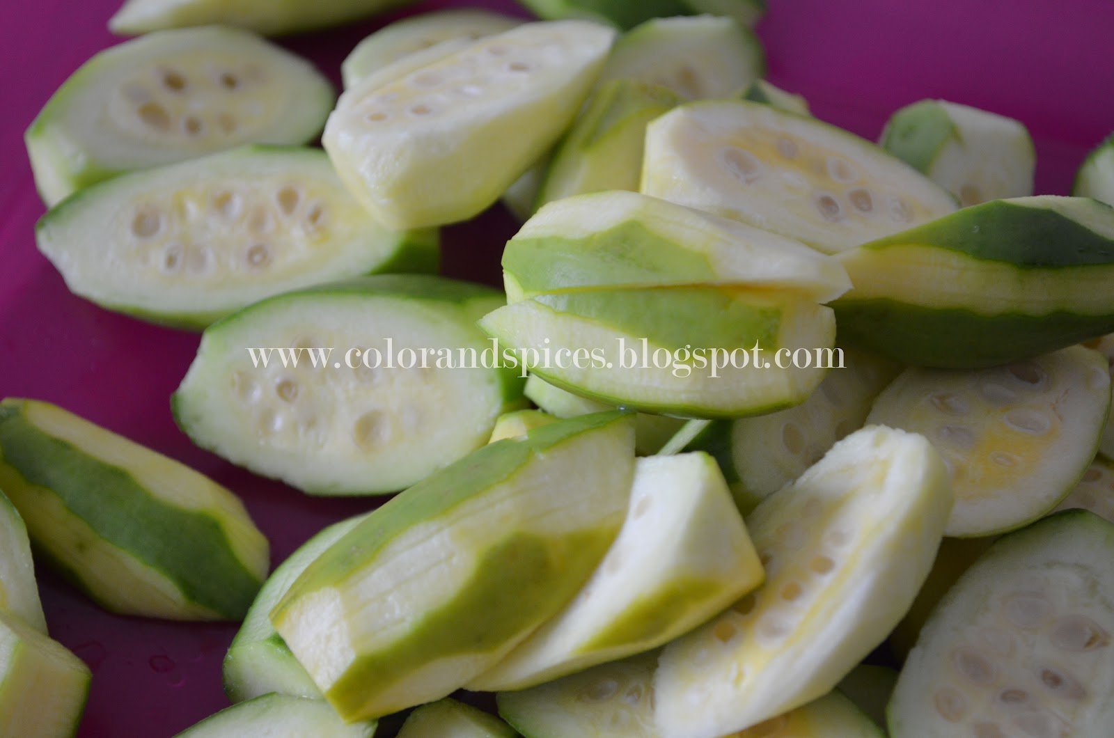 Color and Spices: Potol Posto with a coconut twist