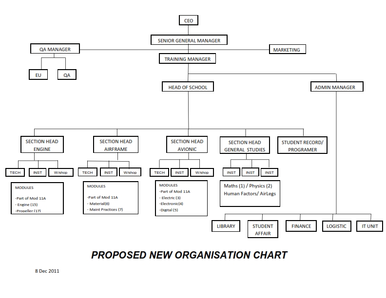 aviation school: Organisational Structure for 147 School