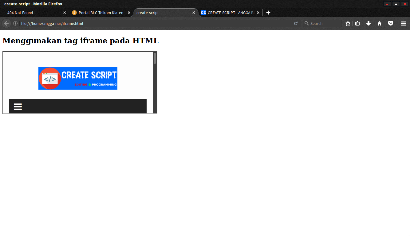 HTML : Menggunakan Tag Iframe pada HTML - CREATE-SCRIPT - ANGGA BLC TELKOM