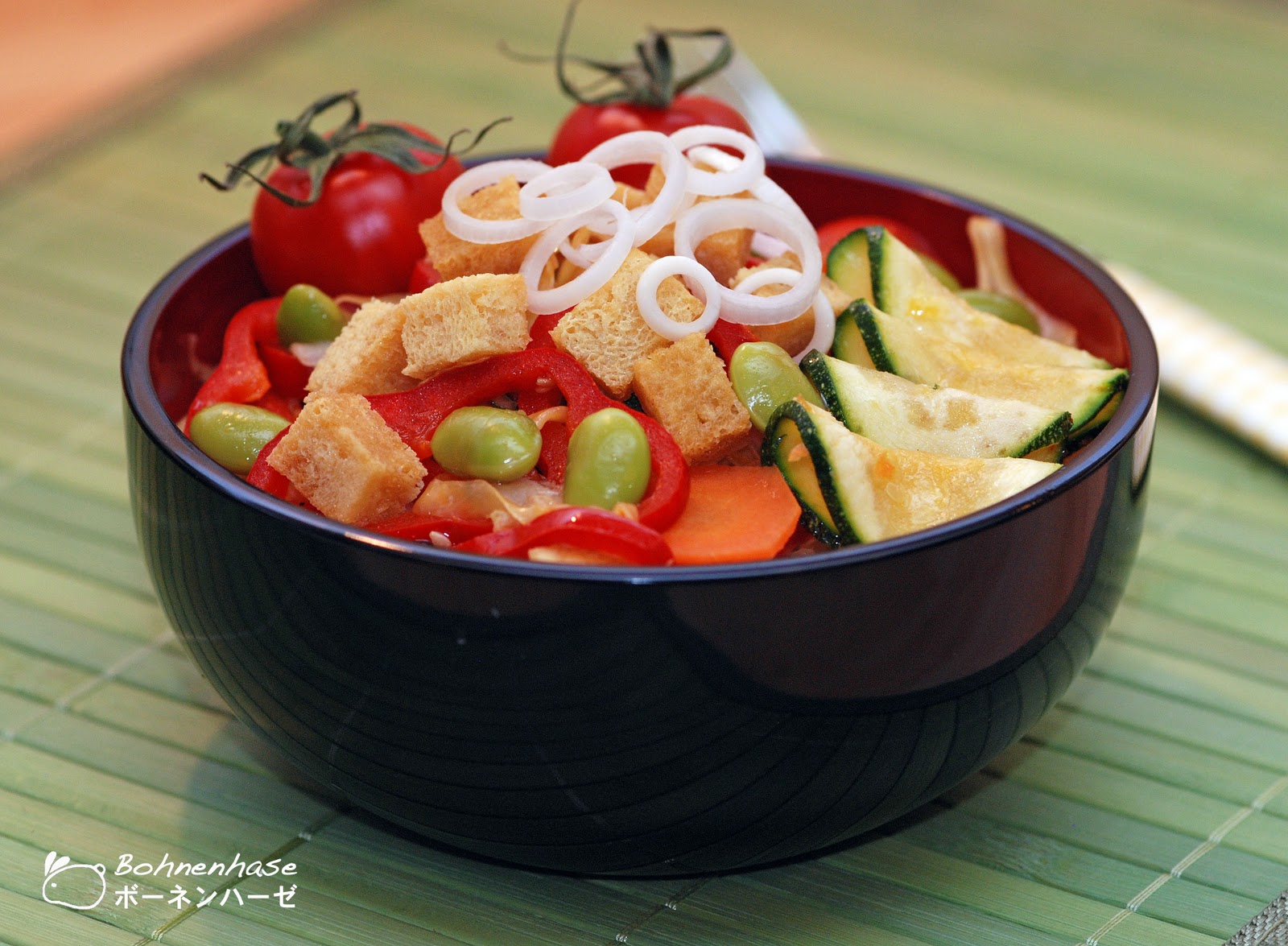 Rezepte Kochen : Bento #16: Pasta with various Vegetable and Croutons