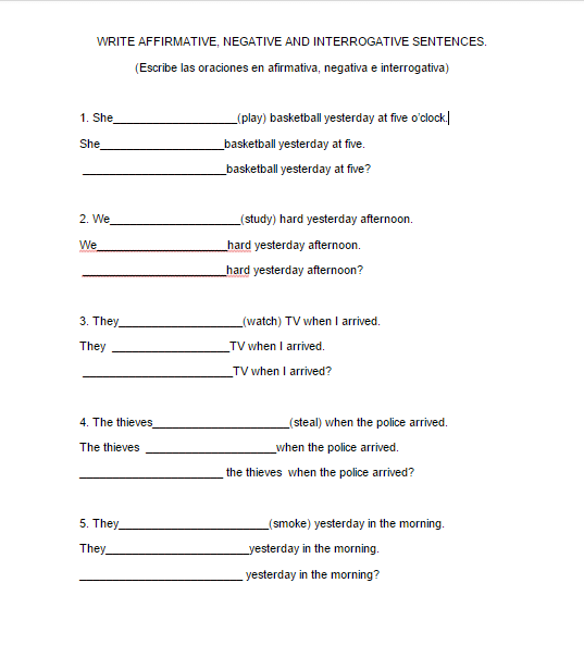 Talleres Ingles: Pasado progresivo
