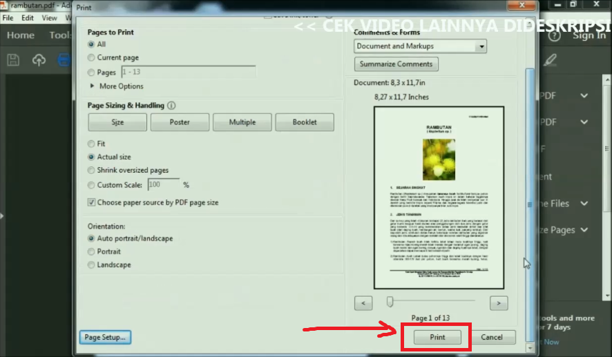 Cara Print PDF Full Ukuran Kertas F4 di Acrobat Reader DC - Tutorial ...