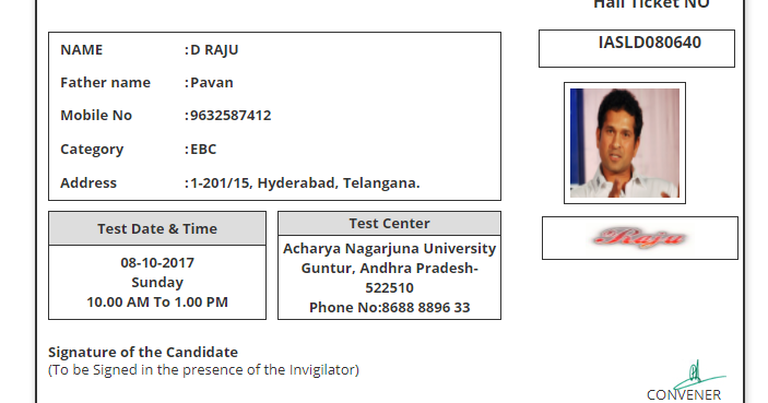 RAJU MS.NET : Hall Ticket Format in HTML CODE