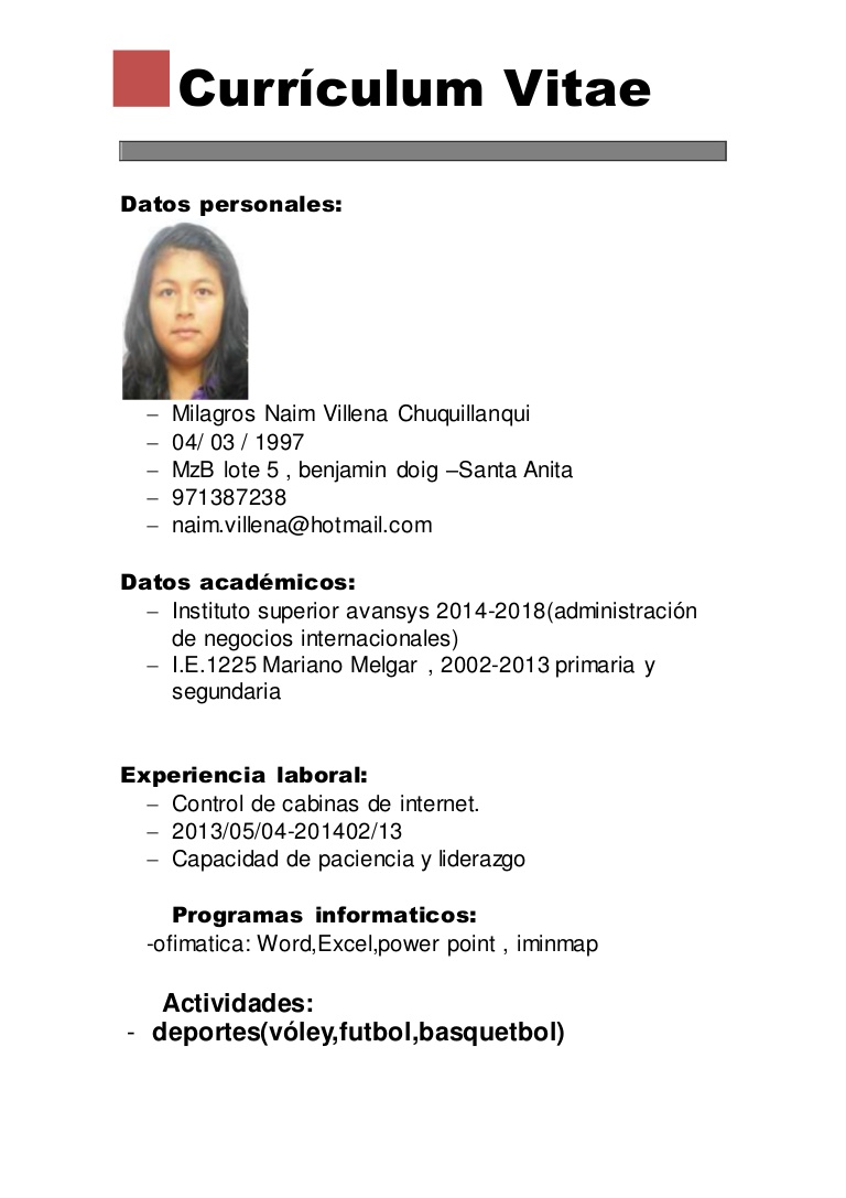 Vaga de Emprego Brasil: Curriculum Vitae Básico