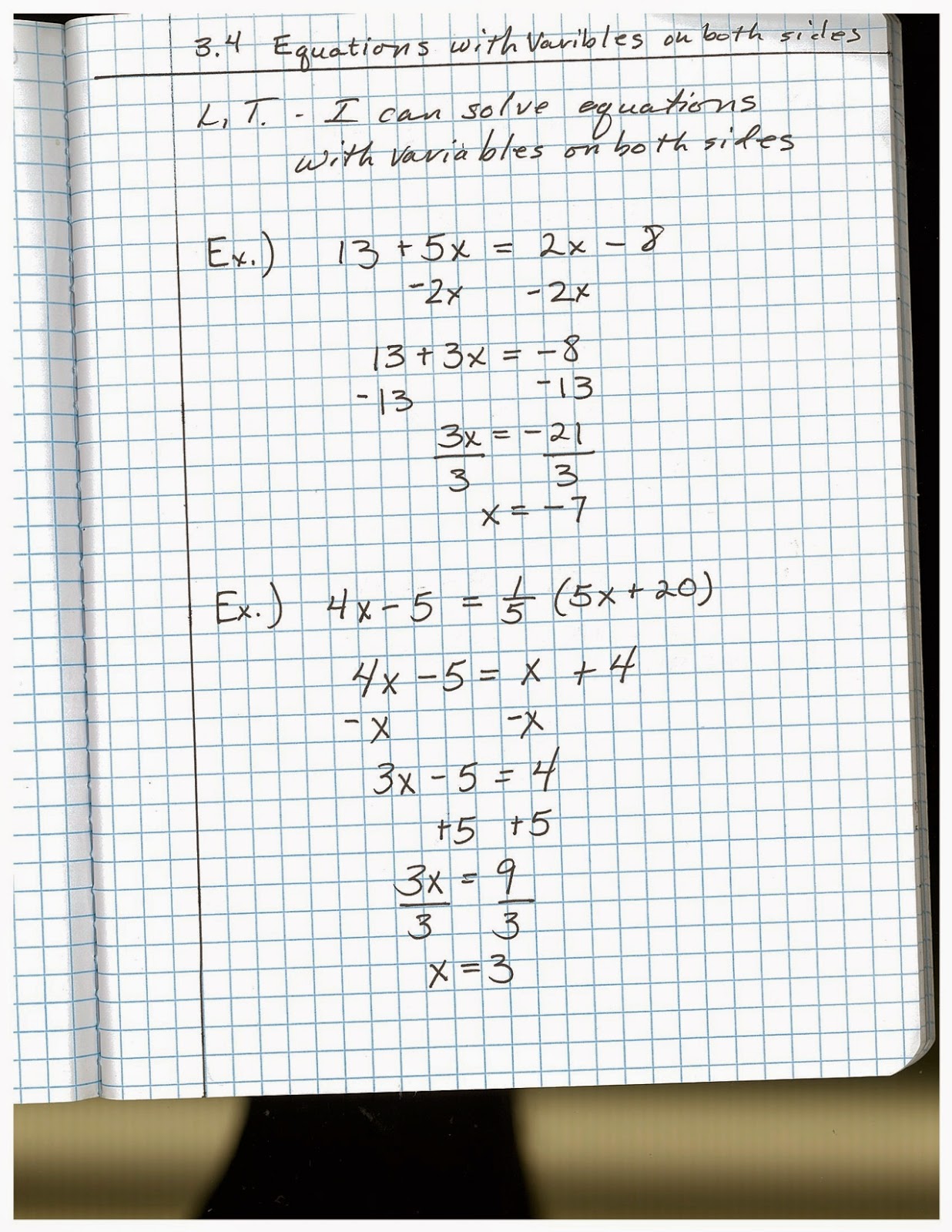 Heidemann 8th Grade Math: Algebra Notes 8/27
