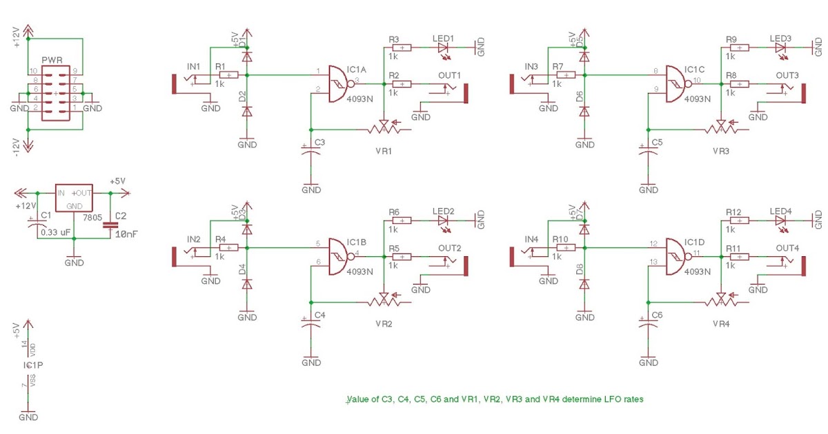 little-scale: 4093 Quad LFO Module