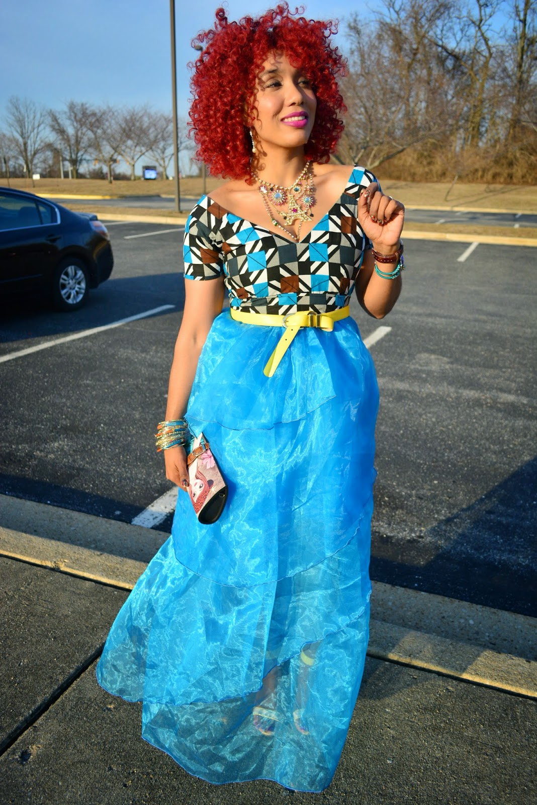 Milly styles : Ankara Blue Organza Dress