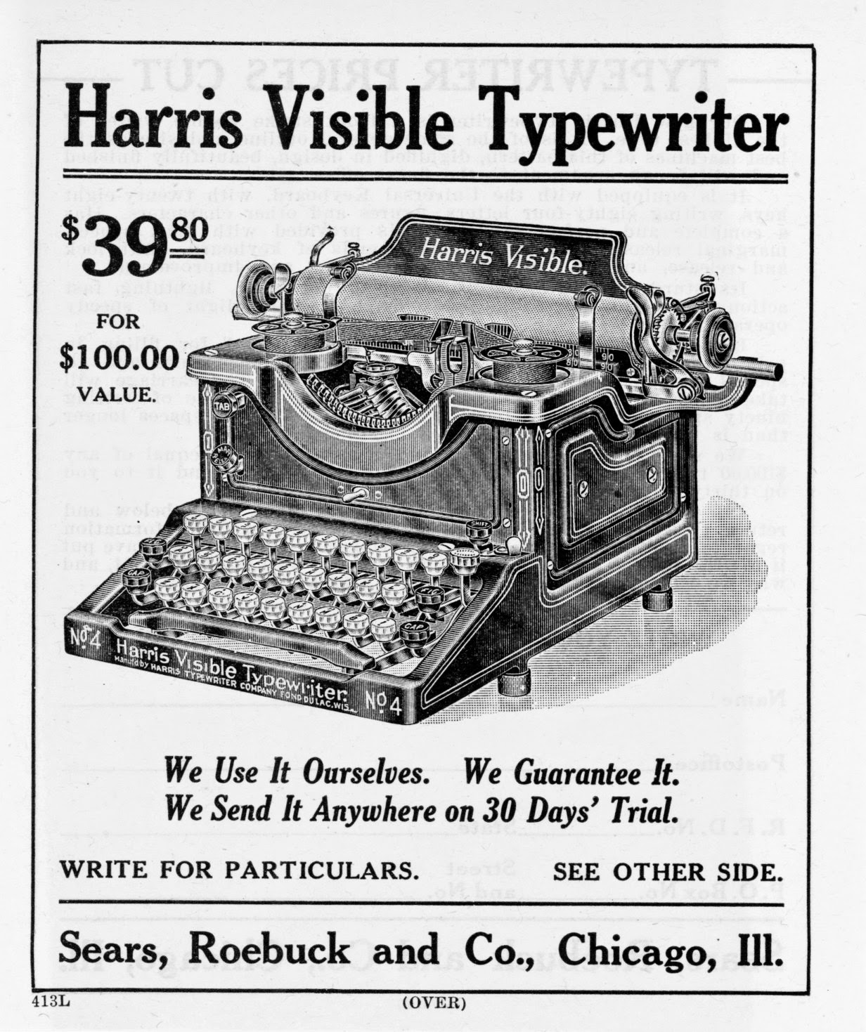 Davis Typewriter Works: Harris Visible, Rex Visible, Demountable; Name ...
