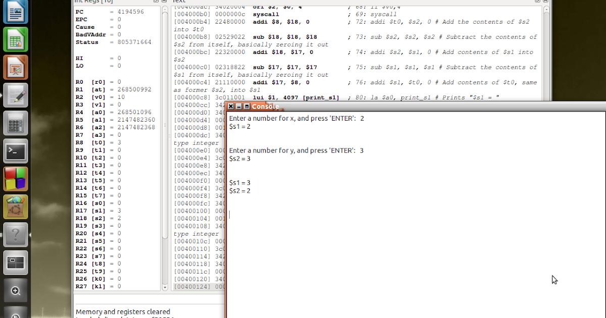 In Karl's Lab: MIPS 32 Register Swap Example Using QtSPIM