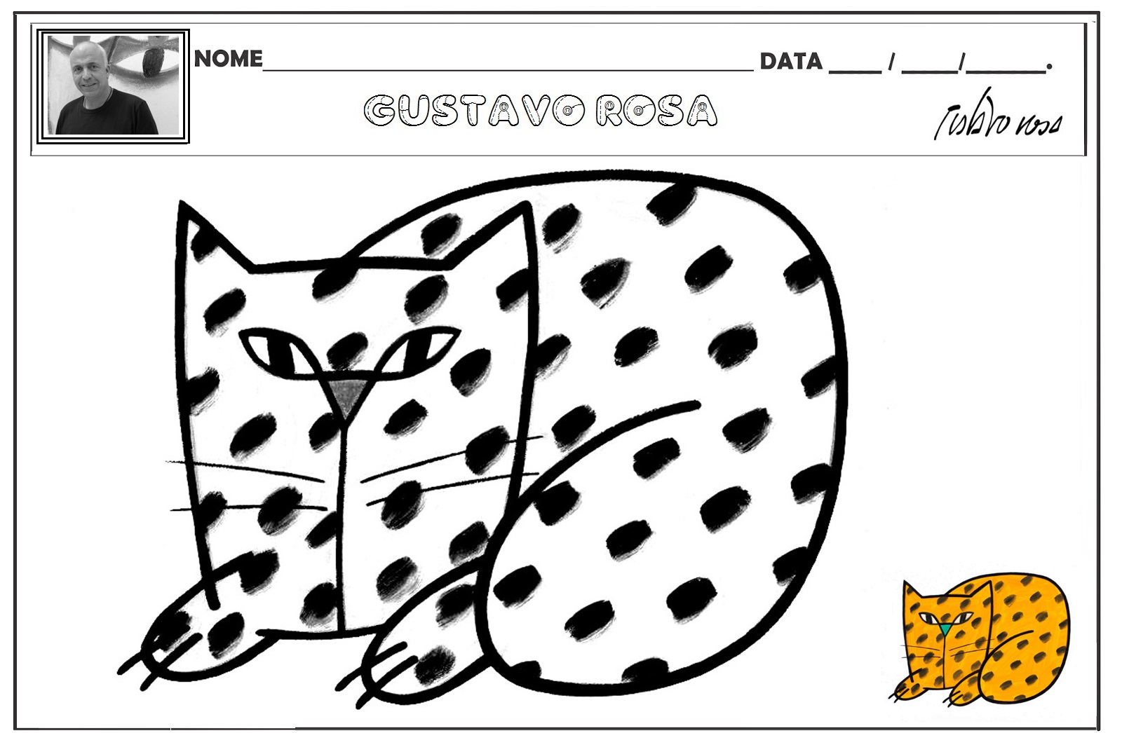Gato Gustavo Rosa Para Colorir - EDUCA