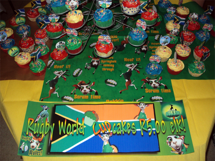 Delana's Cakes: SA rugby cake and cupcakes
