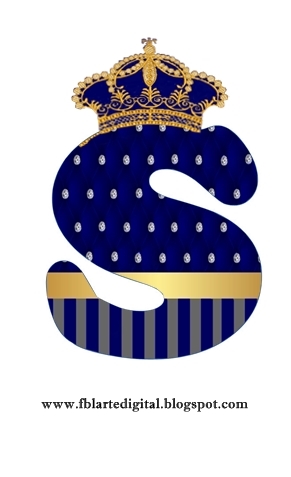 FBL arte digital: ALFABETO PERSONALIZADO COM TEMA REALEZA AZUL MARINHO