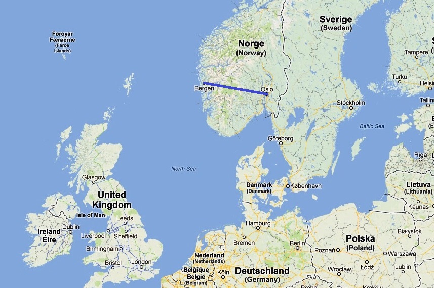 Bergen-Oslo: 7 horas em 9 minutos
