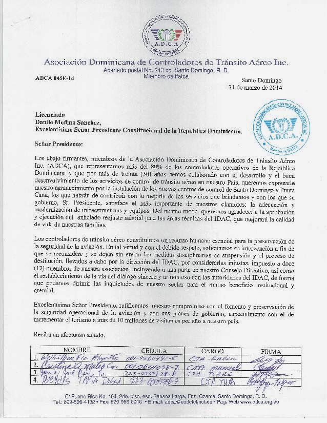 Carta al presidente de la República Dominicana