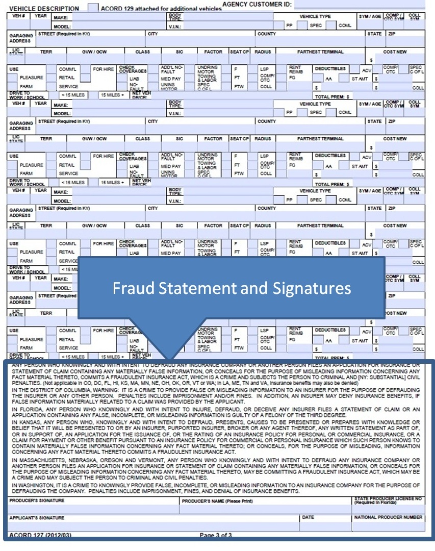 Simply-Easier-ACORD-Forms: ACORD 127 Signature and Fraud Warning Section