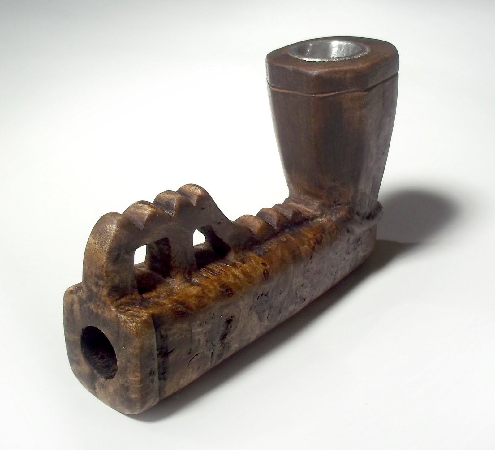 Contemporary Makers: Burl Pipe with Carved Twisted Stem by James Blake