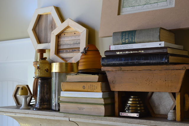 Hollyhocks & Honeybees: Bee inspired mantel