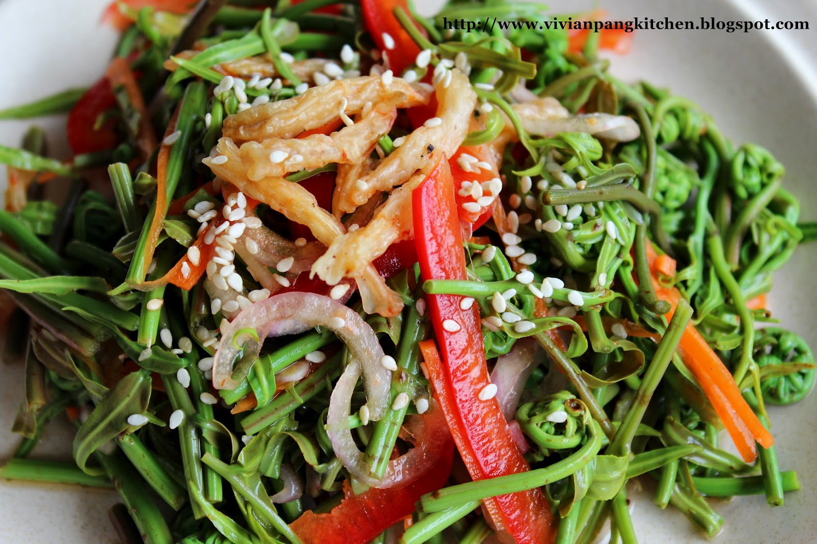 Vivian Pang Kitchen: Midin Salad with Smoked Shrimps-MFF Sarawak #2