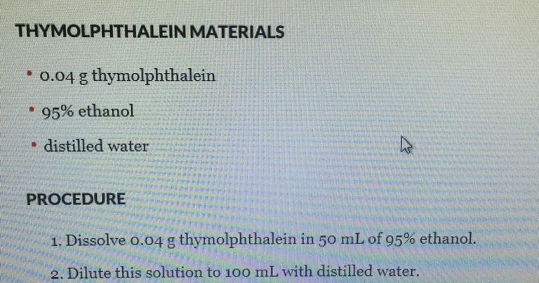 How to prepare thymolphthalein indicator? ~ Evergreen Science