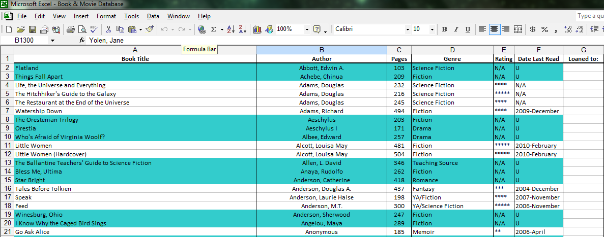 A Literary Odyssey: My Book Database.