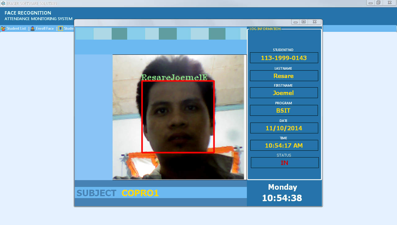 Attendance Monitoring System (Face Recognition) - Eraser Software Solution