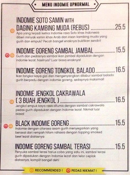 Harga Menu Warunk Upnormal Terbaru 2017