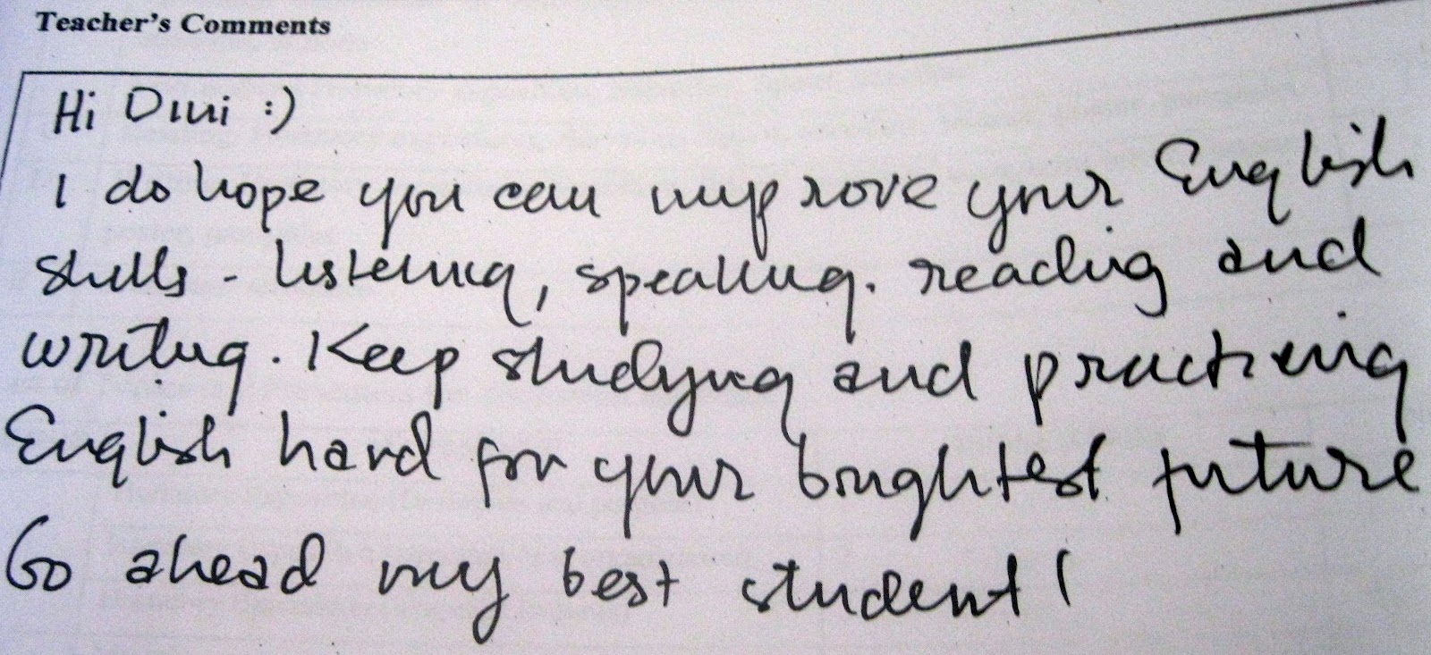 Teaching English Method: Teacher's comment on student's portfolios