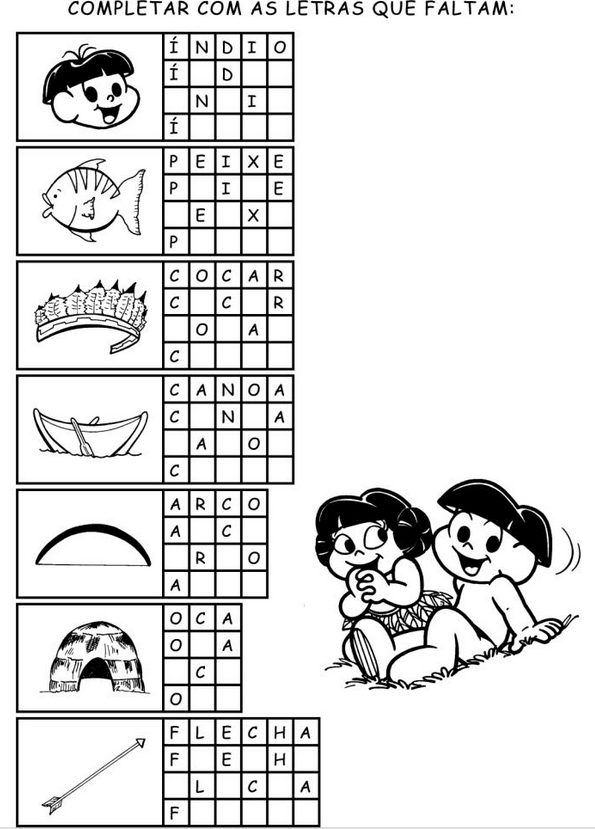 Baú da Web: Desenhos Dia do Índio com a Turma da Mônica para Colorir