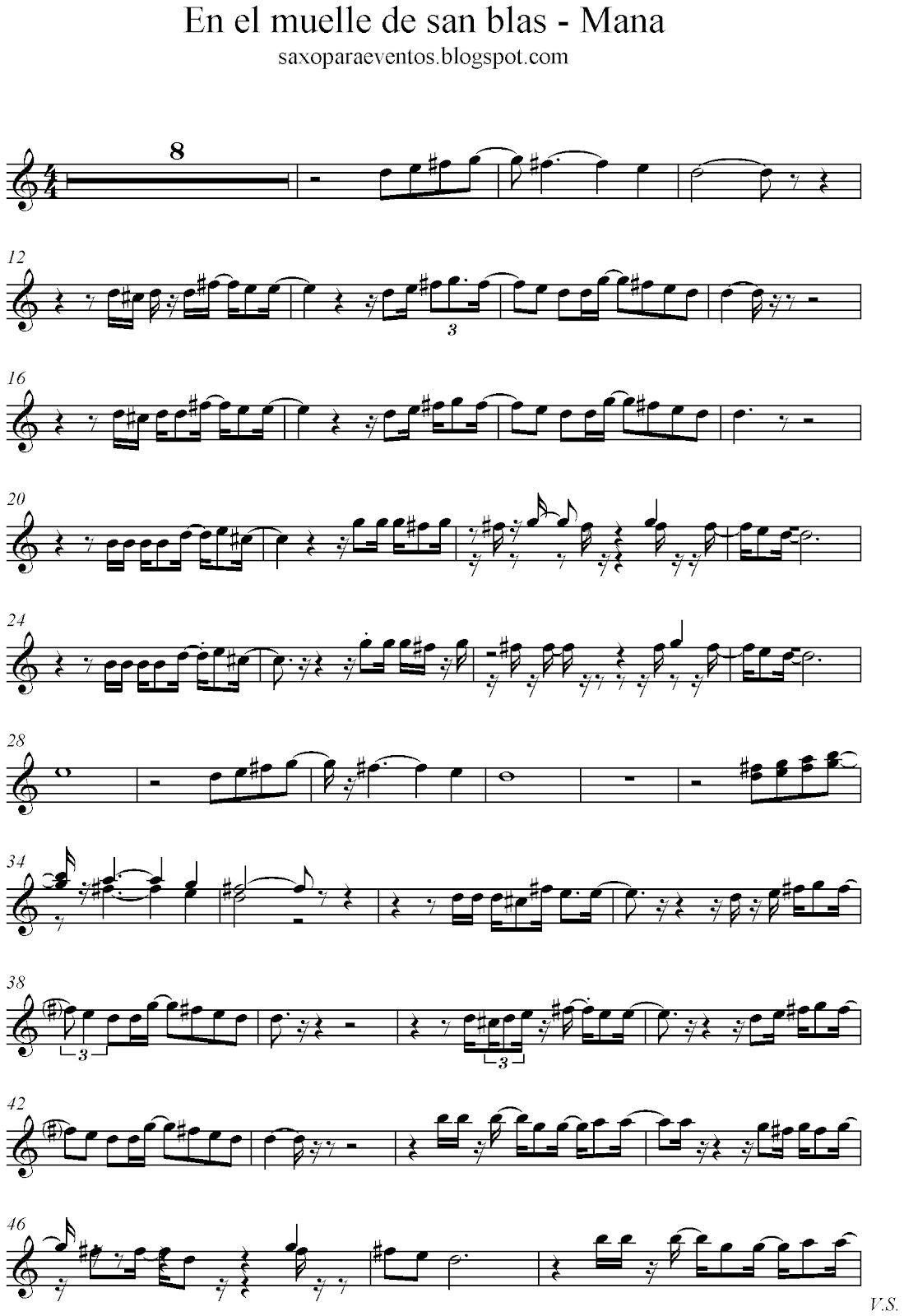 Pista y partitura de "En el muelle de San Blas" de "Mana" - Partituras ...